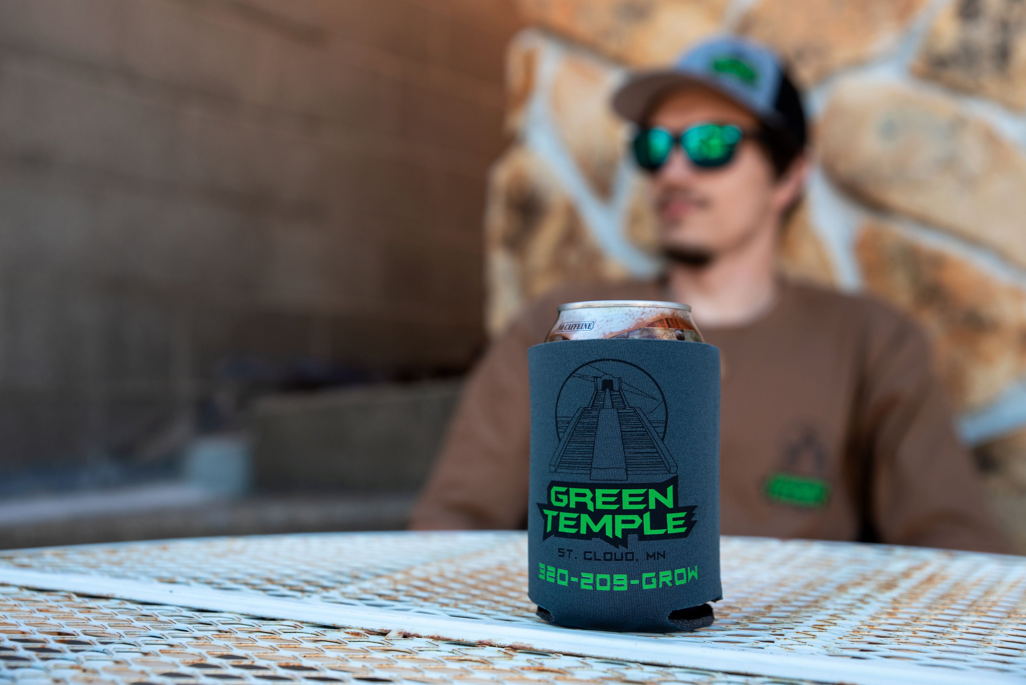 Green Temple Can Koozie | Green Temple